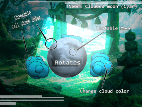 Second Life Marketplace - !Neon! Clouded Moon (Cyan)[Smooth Rotate]